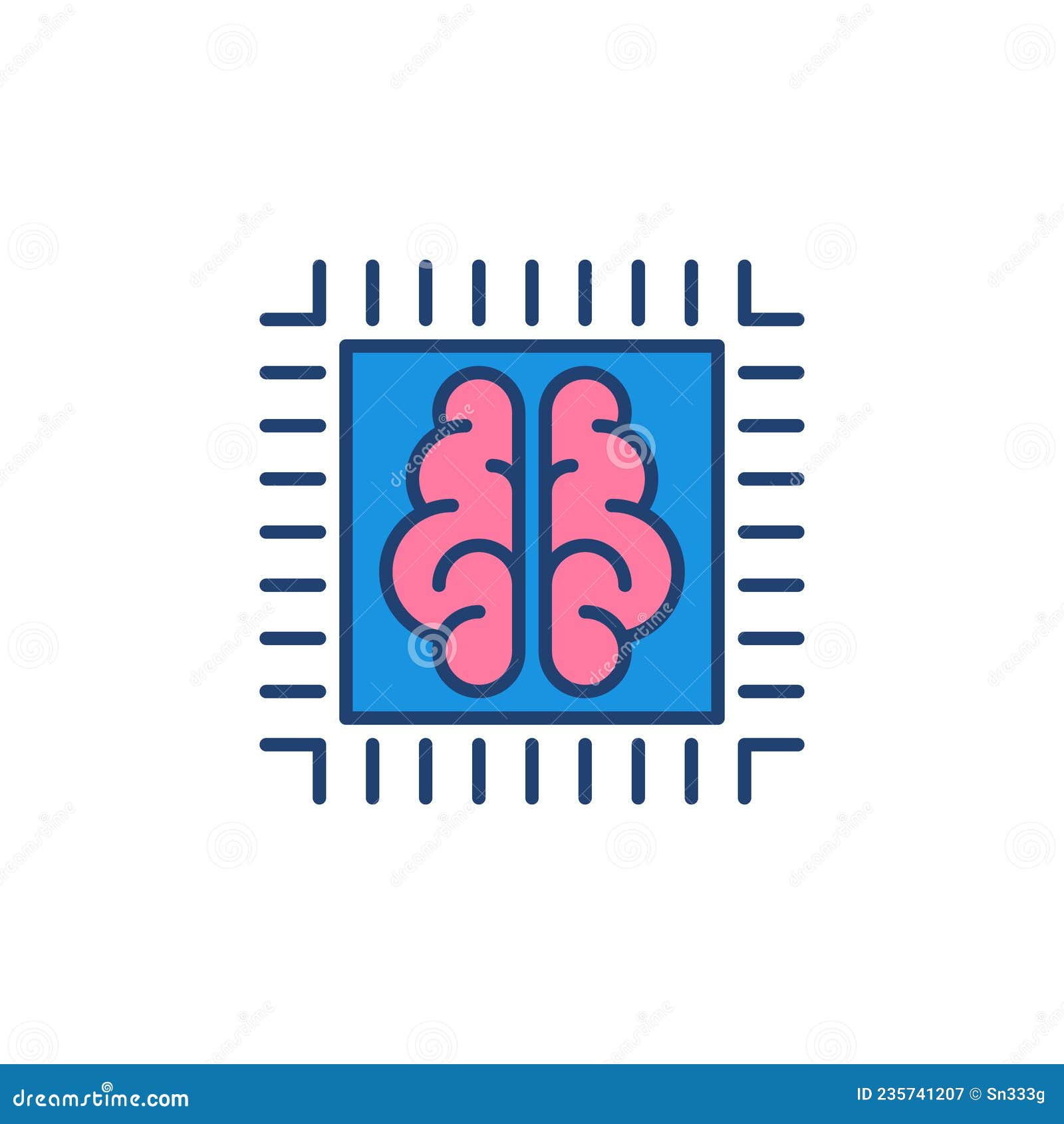 AI Processor or Chip with Brain Colored Vector Icon Stock Vector ...