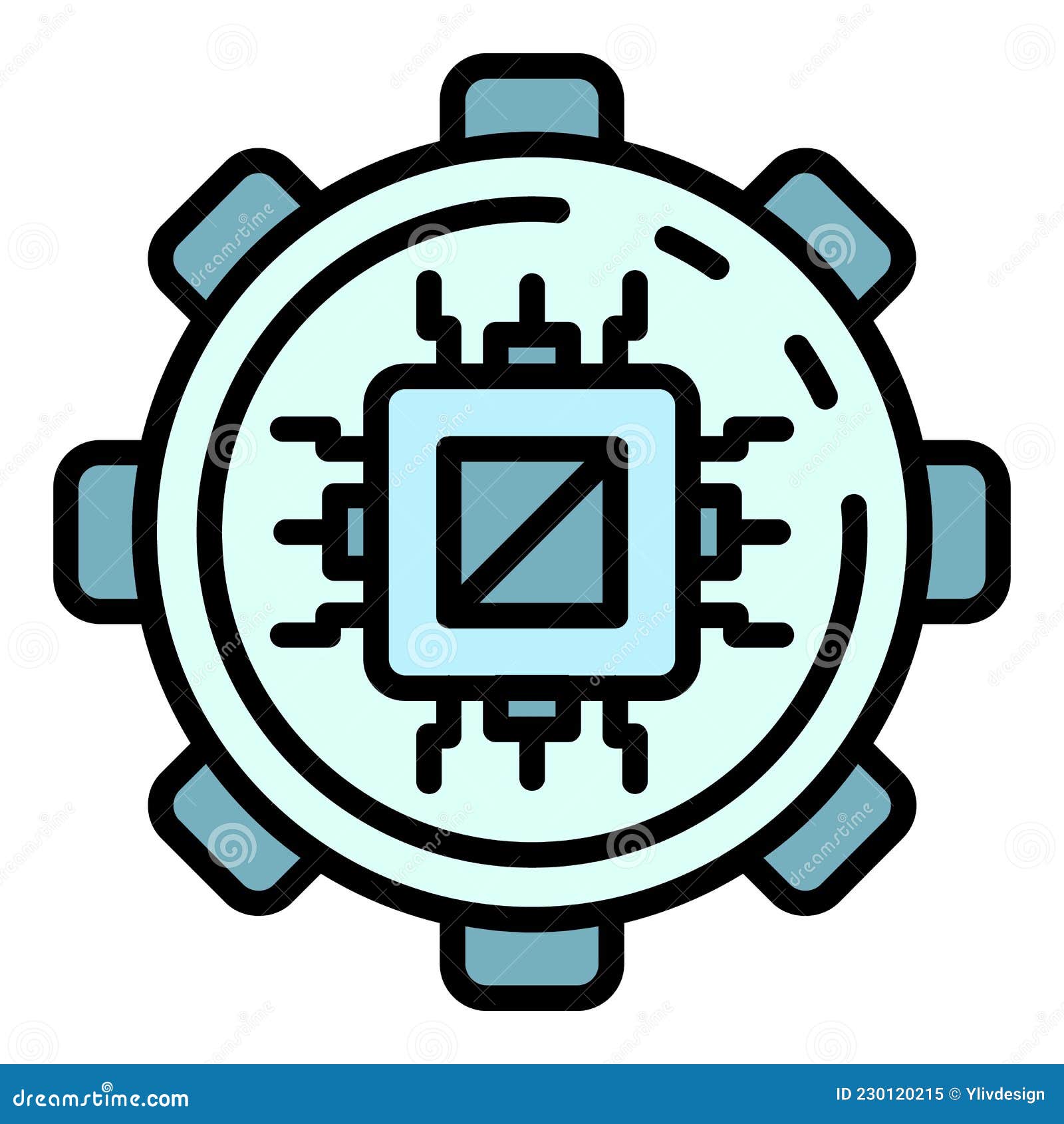 Ai Processor Icon Color Outline Vector Stock Vector - Illustration of ...