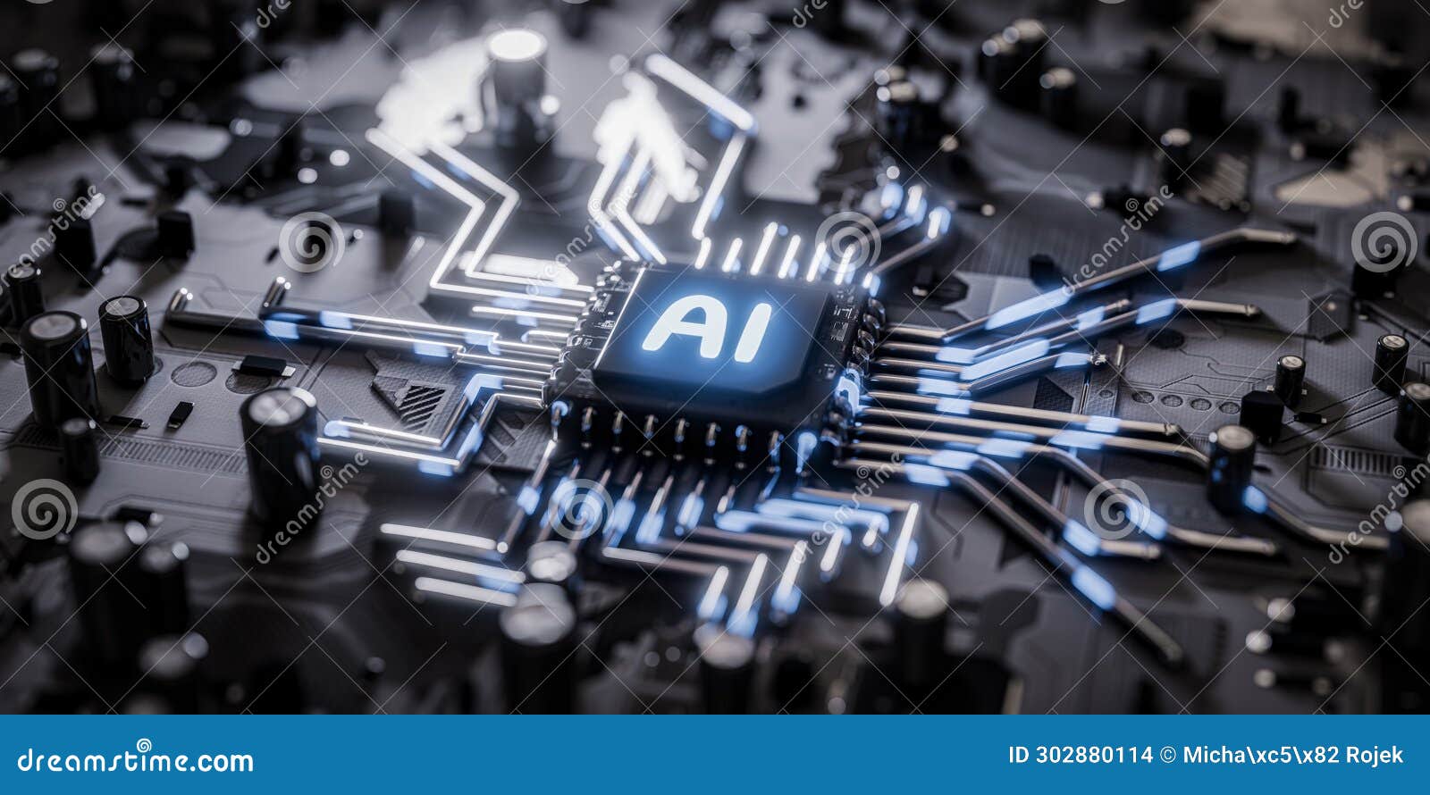 AI Processor on the Mainboard of an Electronic Component. Concept of ...