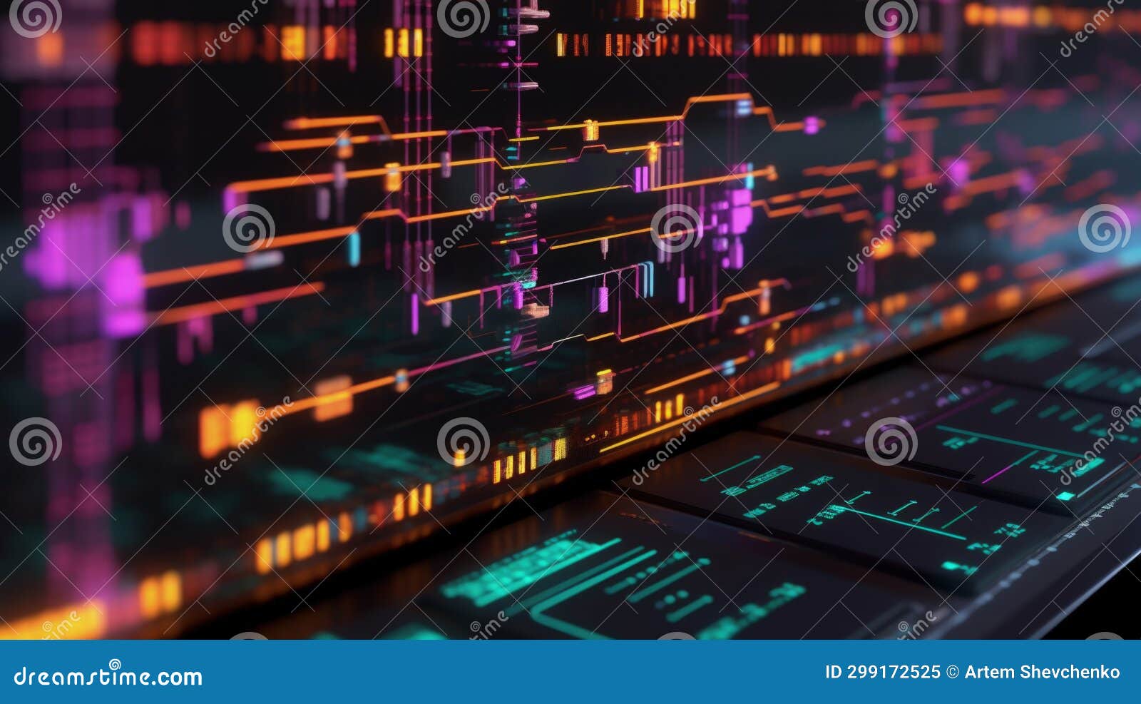 AI Programming Interface with Code and Algorithm Graphics on the Screen ...