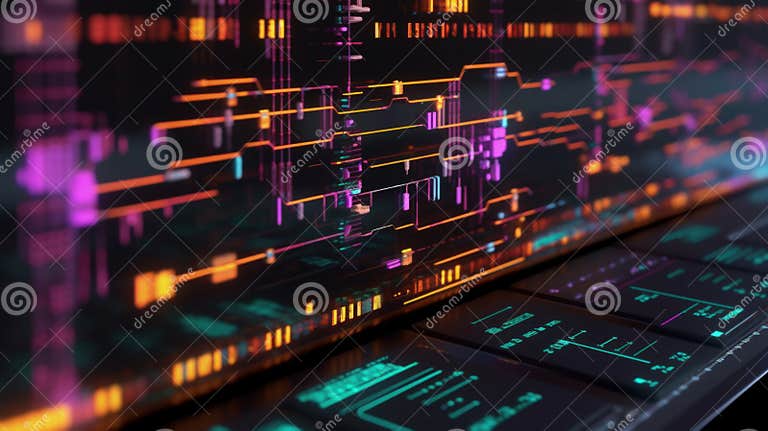 AI Programming Interface with Code and Algorithm Graphics on the Screen ...