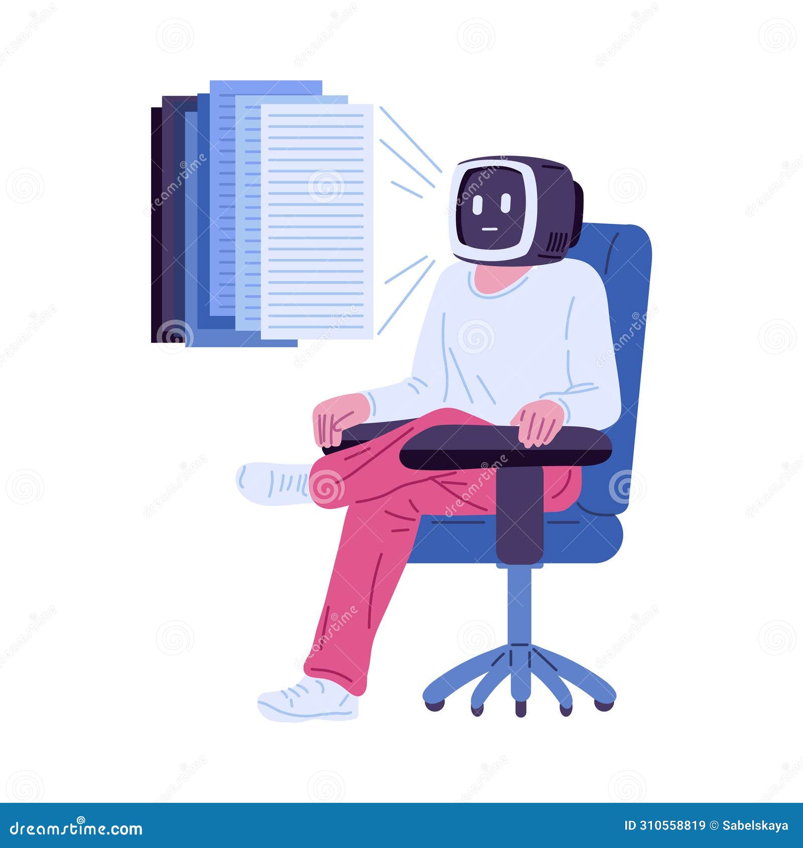 AI Reading Digital Documents Vector Illustration Stock Vector ...