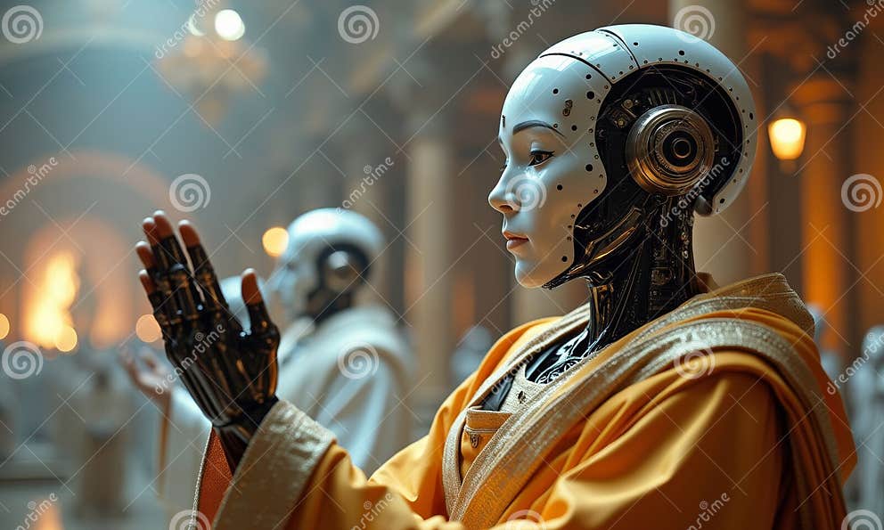 AI Religious Entity Robot Intelligence Technology Stock Illustration ...