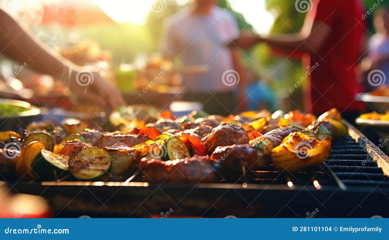 AI-rendered Image of BBQ Party, Focus on Grilling Meat and Vegetables ...
