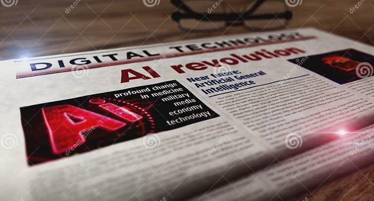 AI Revolution and Artificial Intelligence Technology Newspaper on Table ...