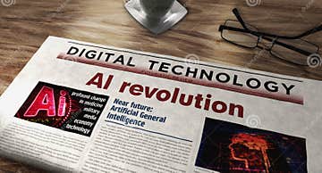 AI Revolution and Artificial Intelligence Technology Newspaper on Table ...