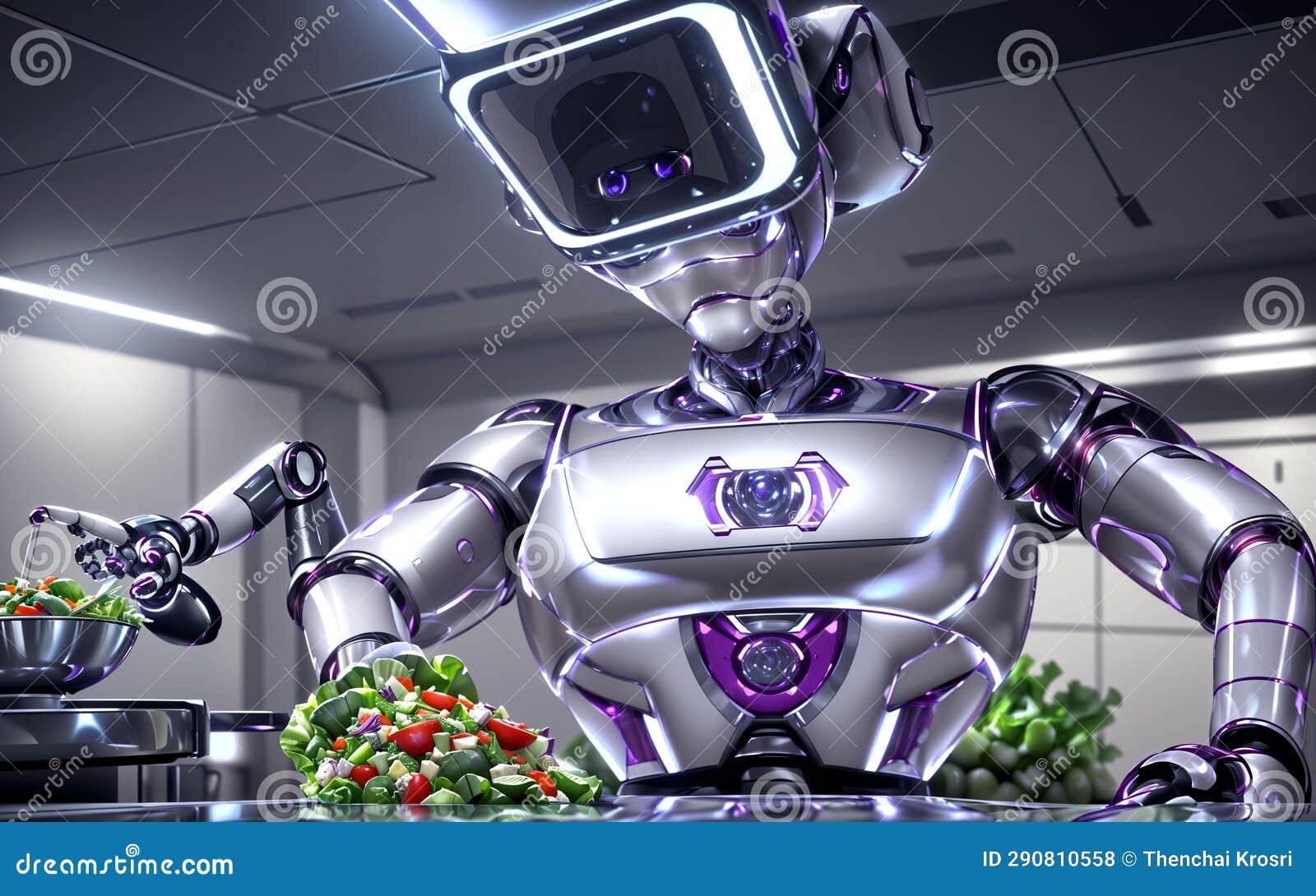 AI Revolutionizing Culinary Excellence Robot Chef in the Nighttime ...