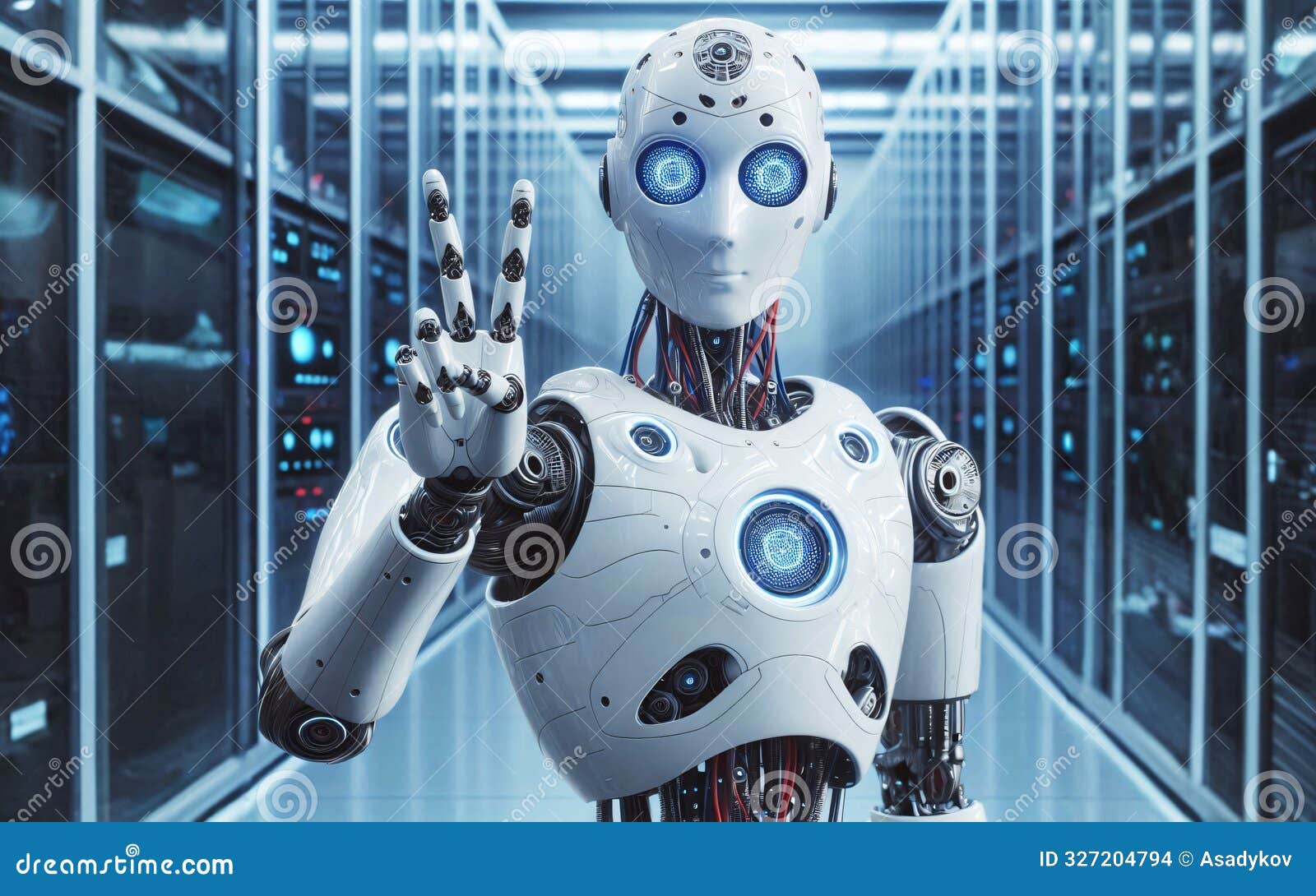 Ai Robot Artificial Intelligence Peace Hand Gesture Harmony Symbol ...