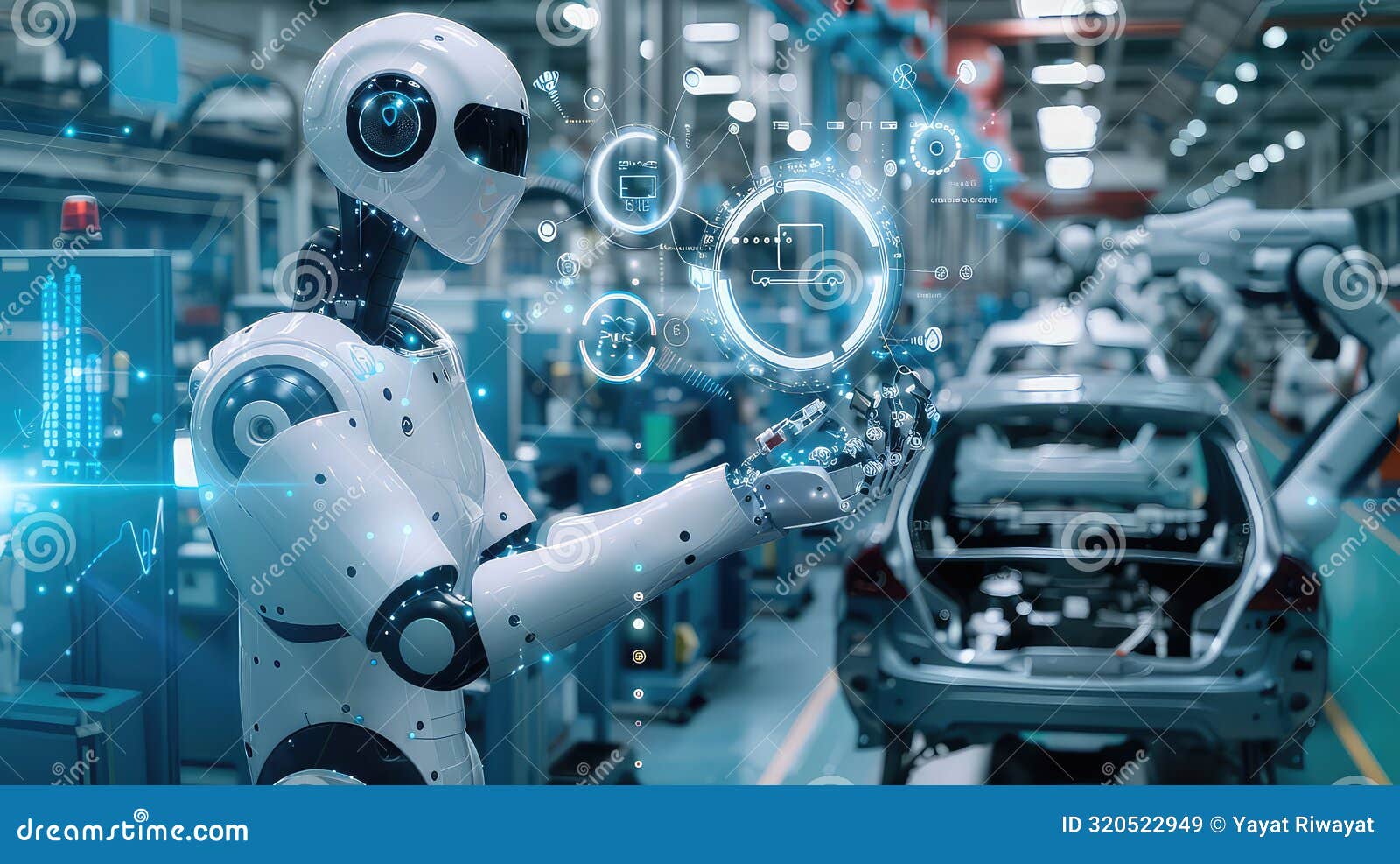 AI Robot in Automated Car Manufacturing Assembly Line Generated with AI ...