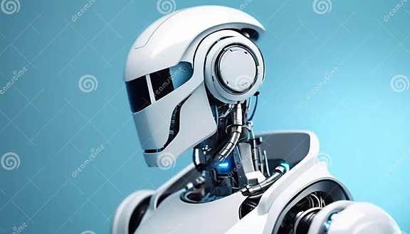 AI Robot on Blue Background Stock Illustration - Illustration of symbol ...