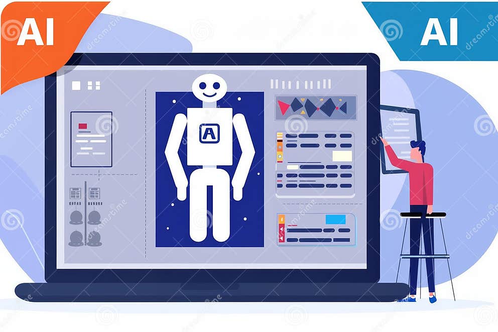 AI Robot Blueprint on Laptop, Illustration, Technology Innovation ...