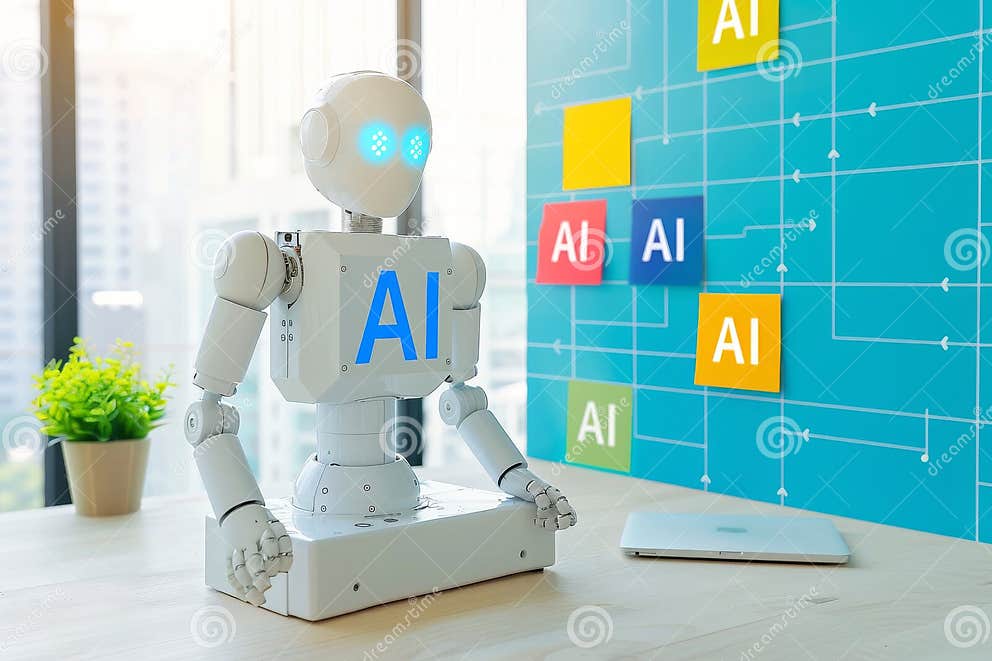 AI Robot with Colorful Elements, Showcasing Creative Artificial ...