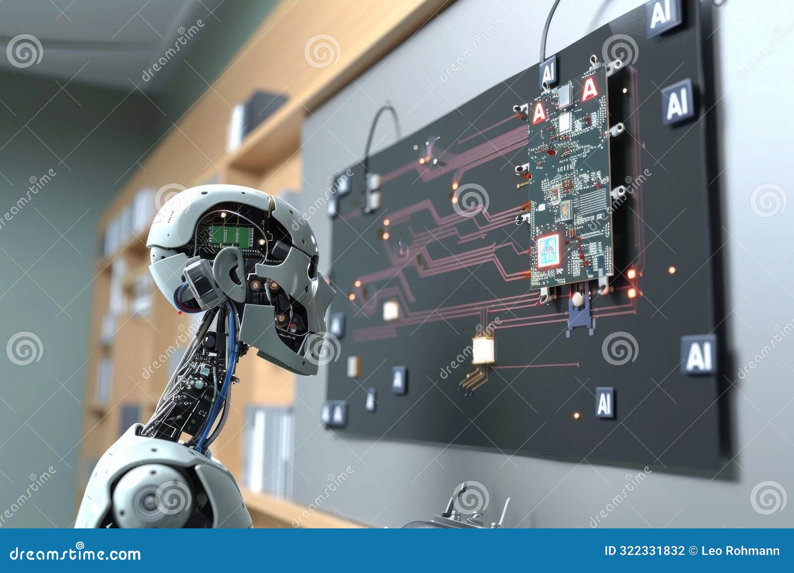 AI Robot with Digital Circuit Board, Advanced Artificial Intelligence ...