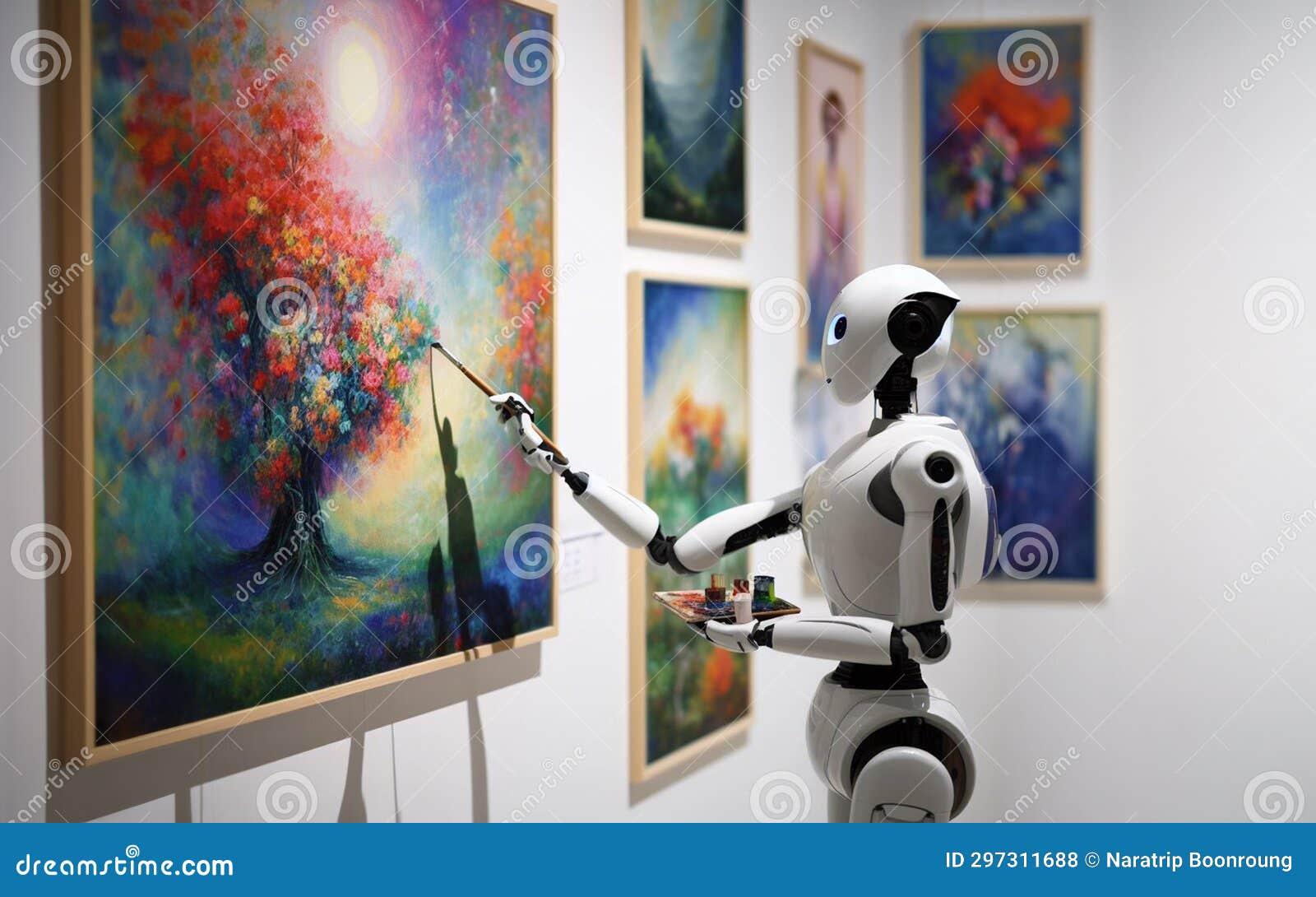 Robot Drawing On Flipchart Vector Illustration | CartoonDealer.com ...