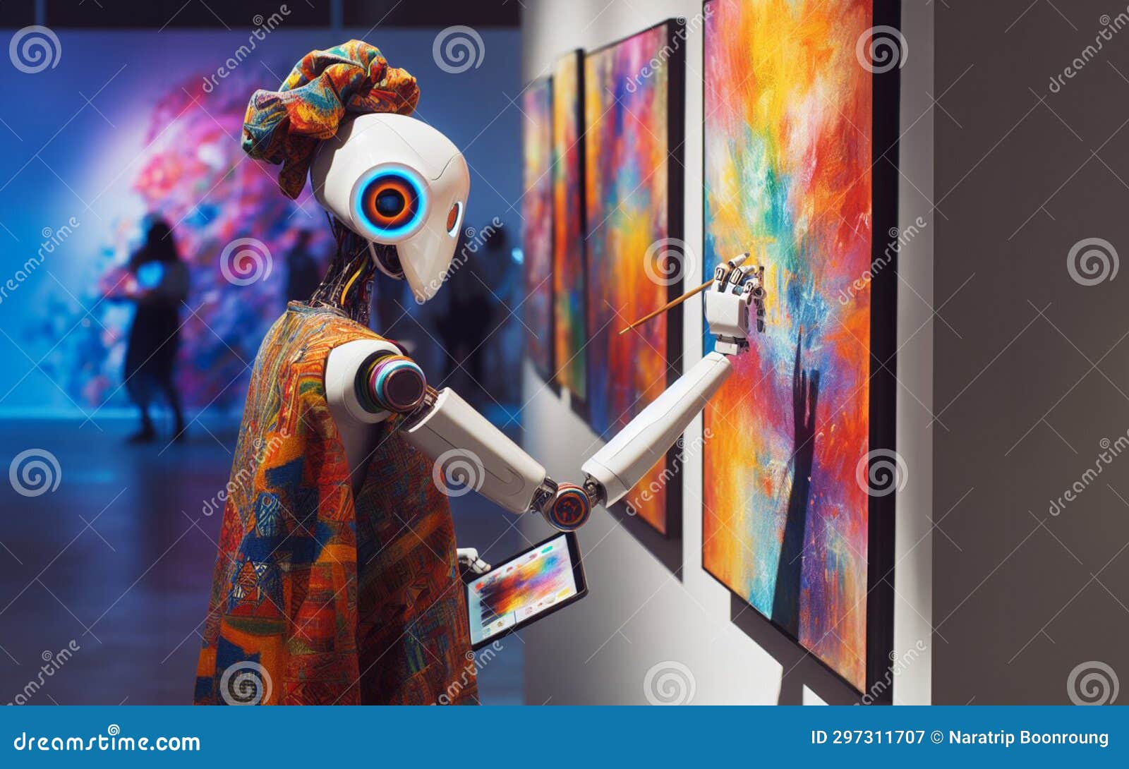 Robot Drawing On Flipchart Vector Illustration | CartoonDealer.com ...