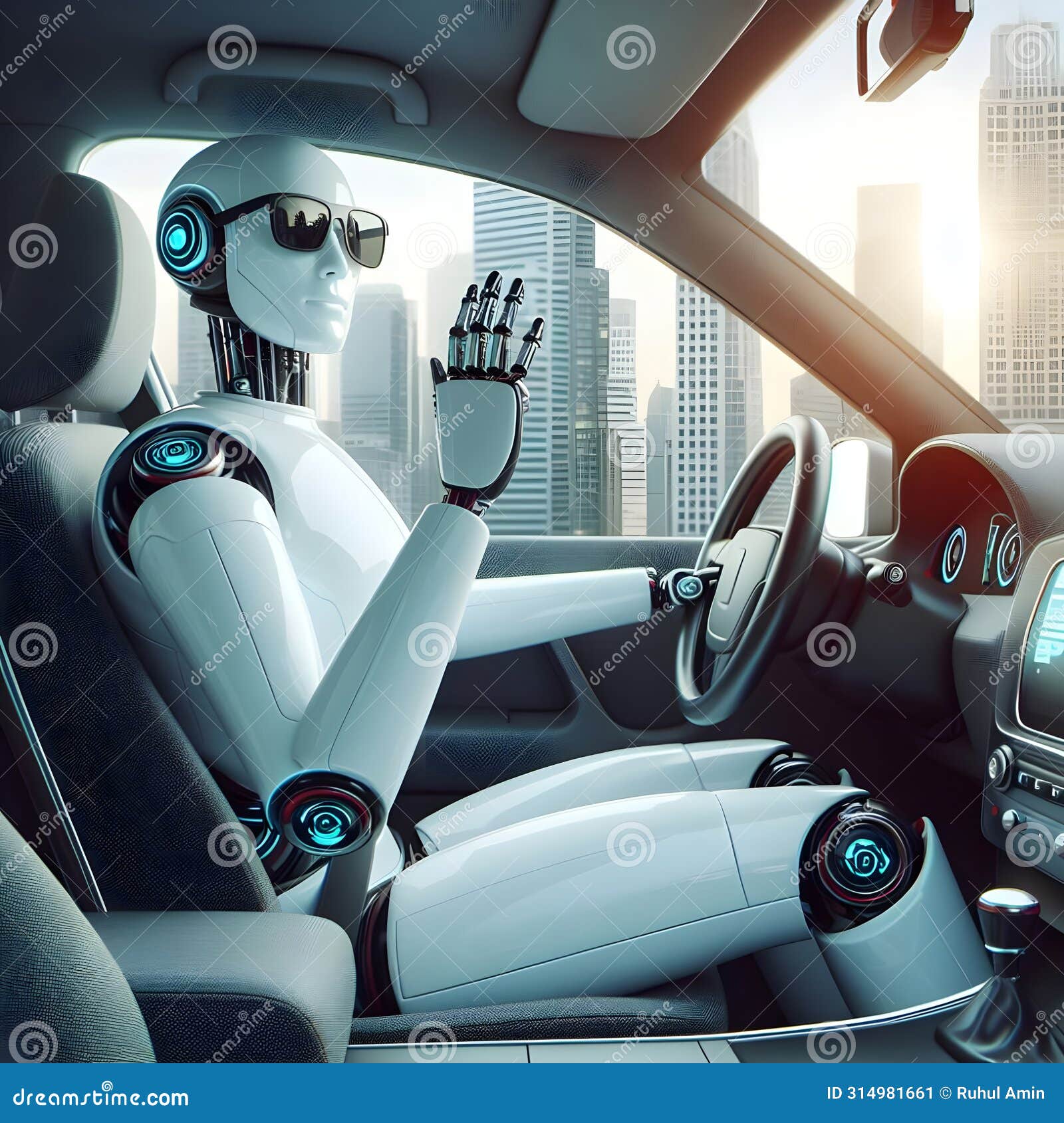 Ai Robot Drive Car Concept. Ai Generated Stock Illustration ...