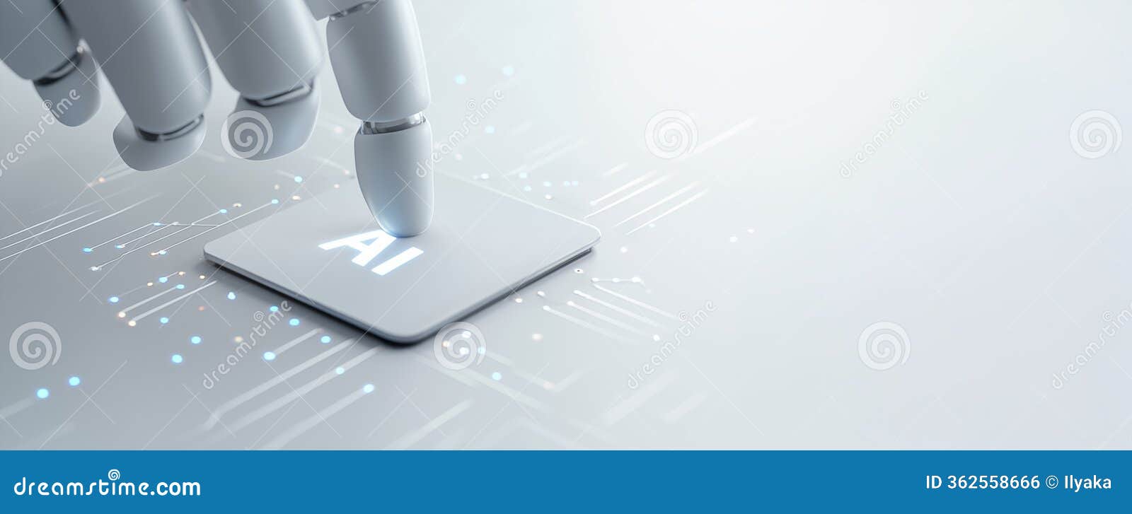 AI Robot Finger Touches A AI Chip Futuristic Circuit Board. Artificial ...