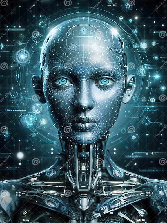 AI Robot, the Genius Brain of Tomorrow S Technology. Stock Illustration - Illustration of ...