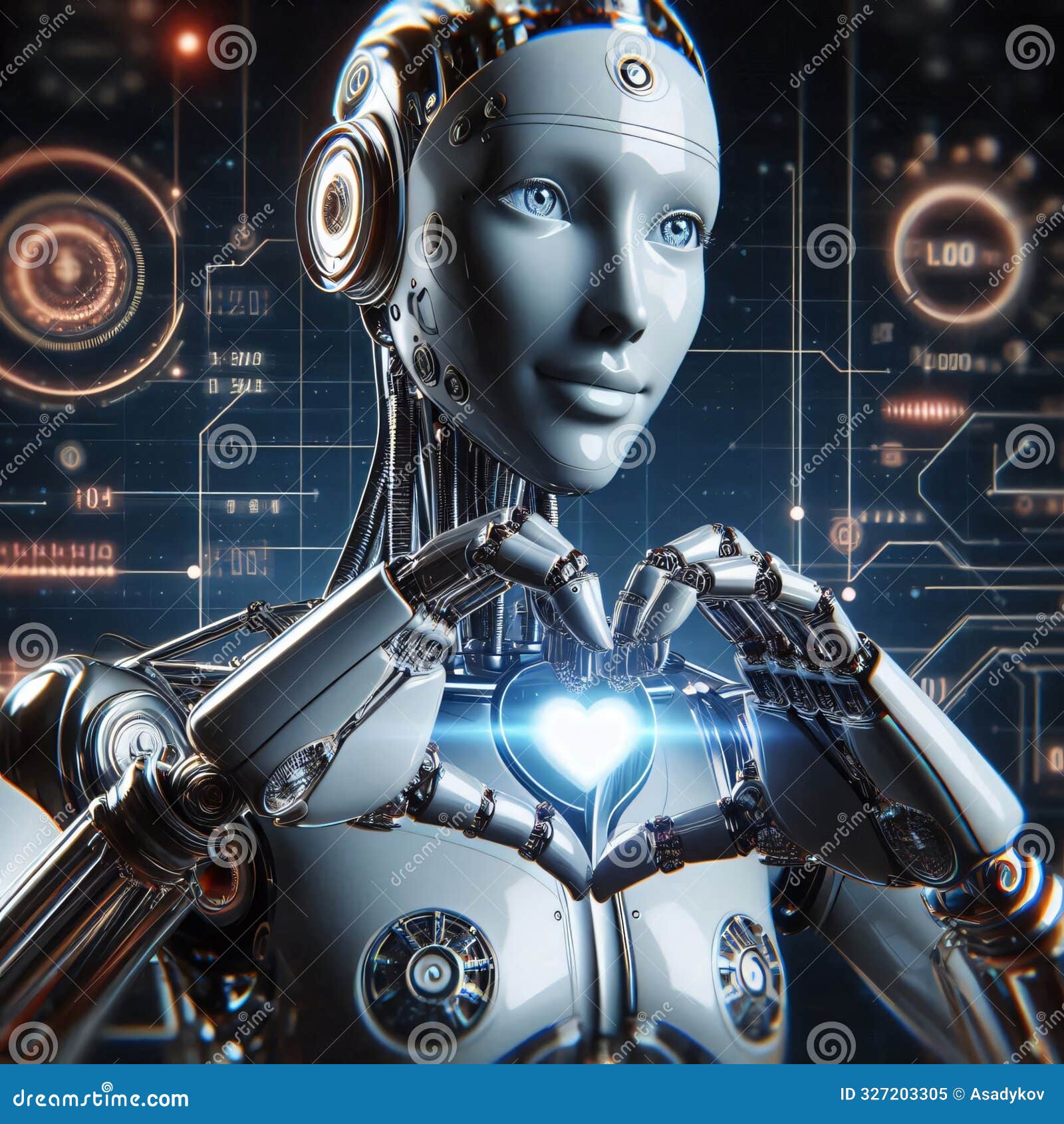Ai Robot Gesture Heart Artificial Intelligence Hand Love Symbol Emotion ...