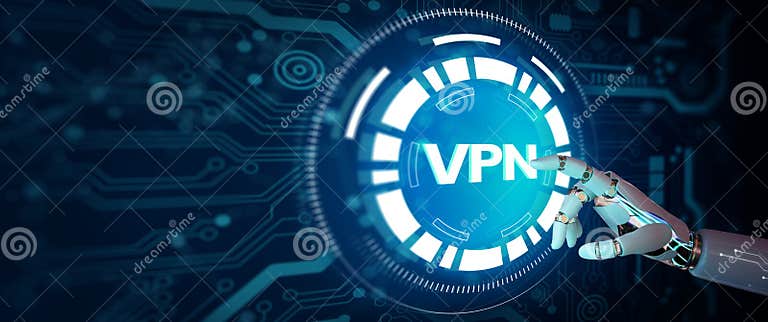 Ai Robot Hand Pointing To VPN Network Security Internet Privacy ...