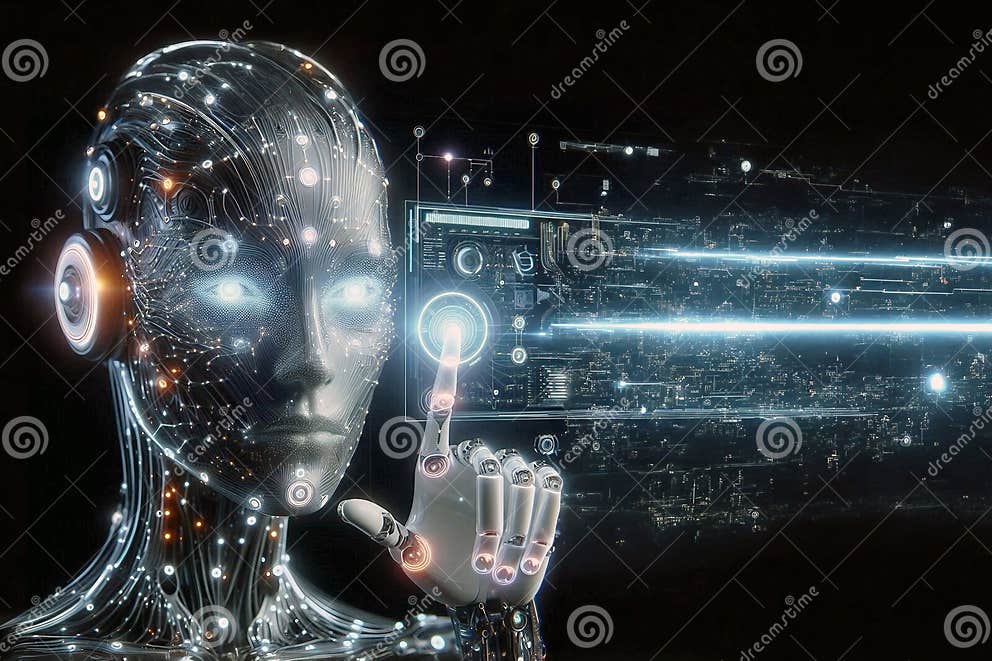 AI Robot, Intelligent Thinking and Calculation System. Stock ...