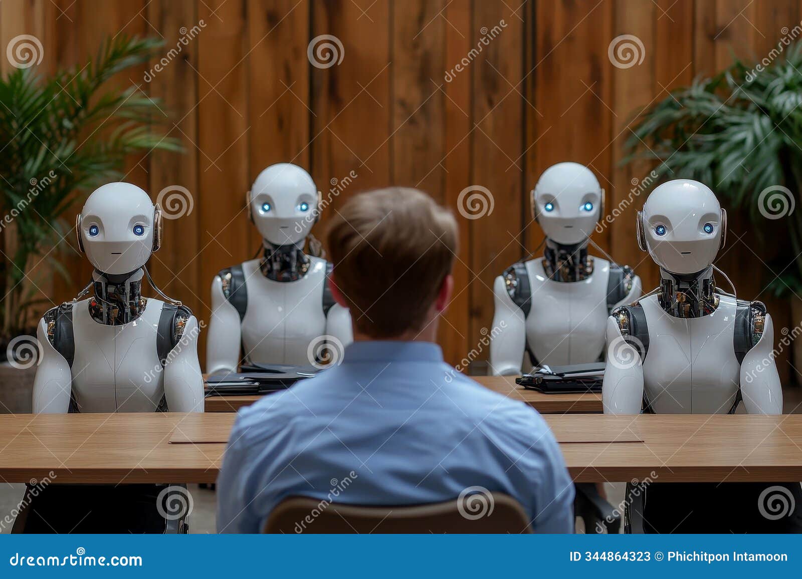 AI Robot Interview a Human at Work. Generative AI Stock Image - Image ...