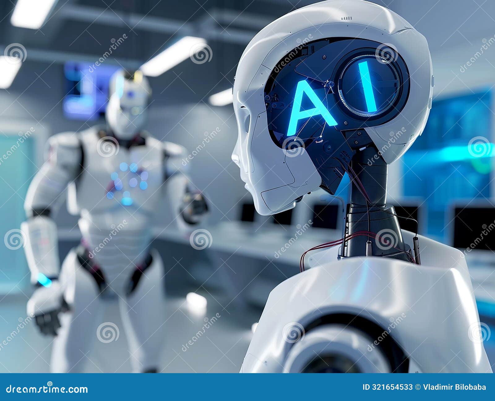Ai robot in a laboratory stock illustration. Illustration of ...