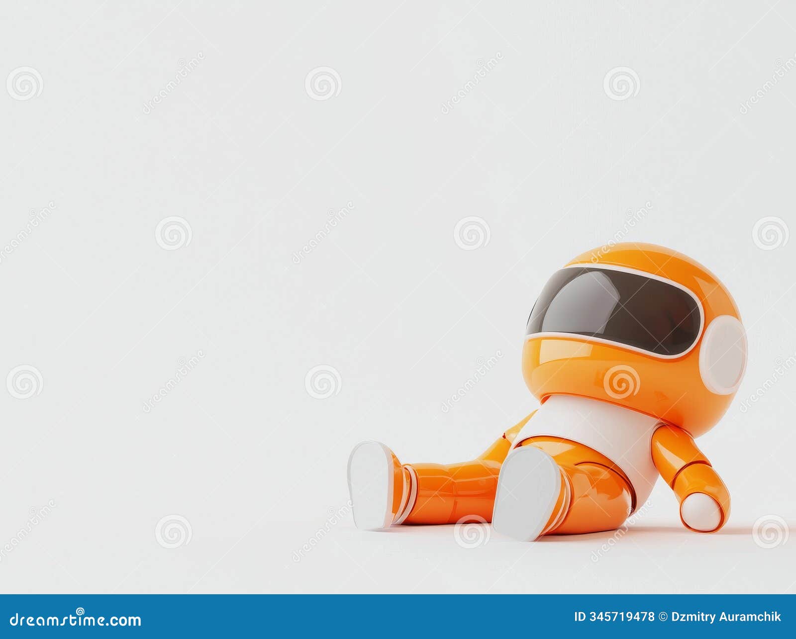 AI Robot Lying in Isolation, Cute and Small Stock Photo - Image of ...