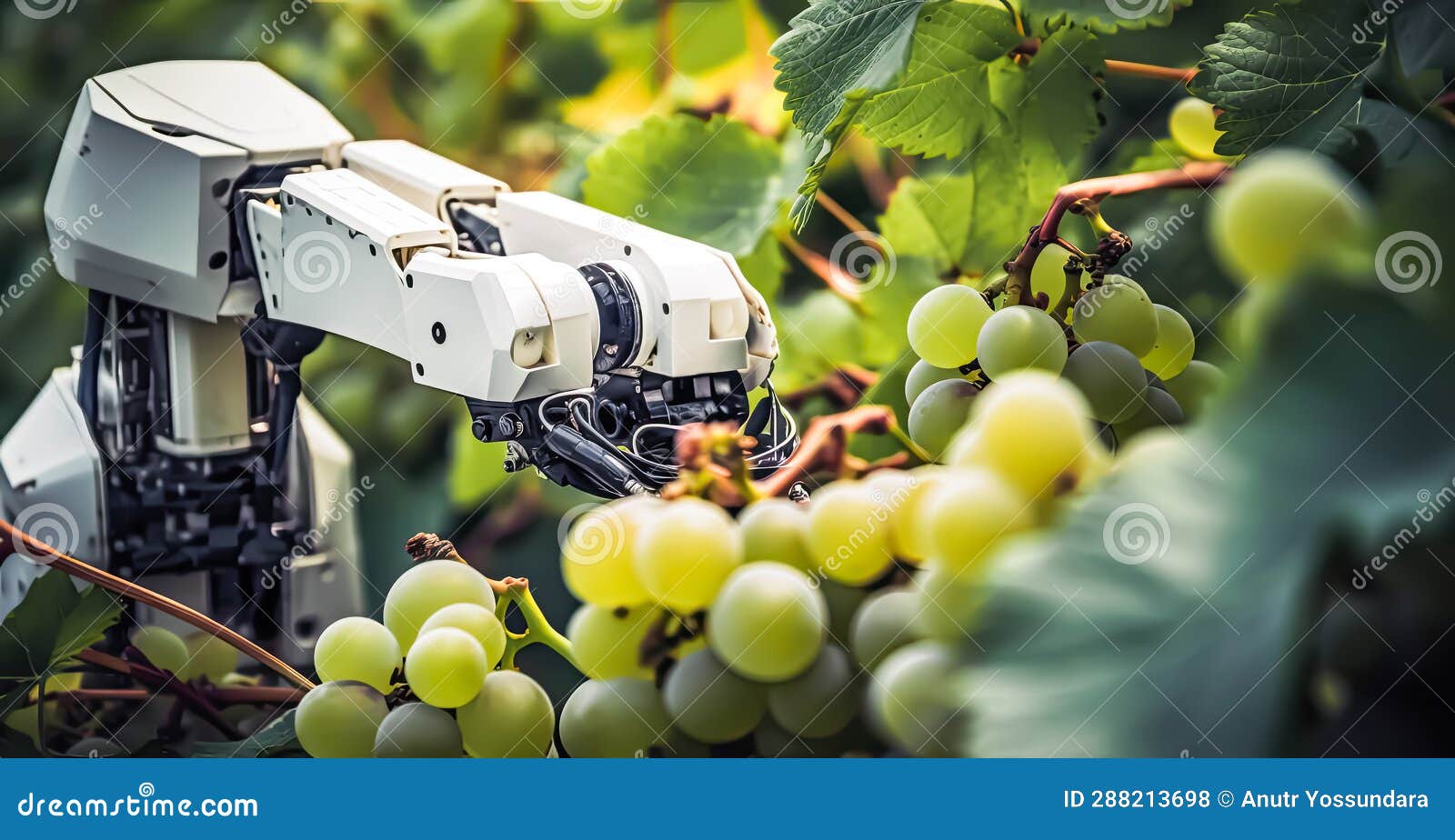 AI Robot Machine is Picking Up Fruit Grape in Agricultural Field, for ...