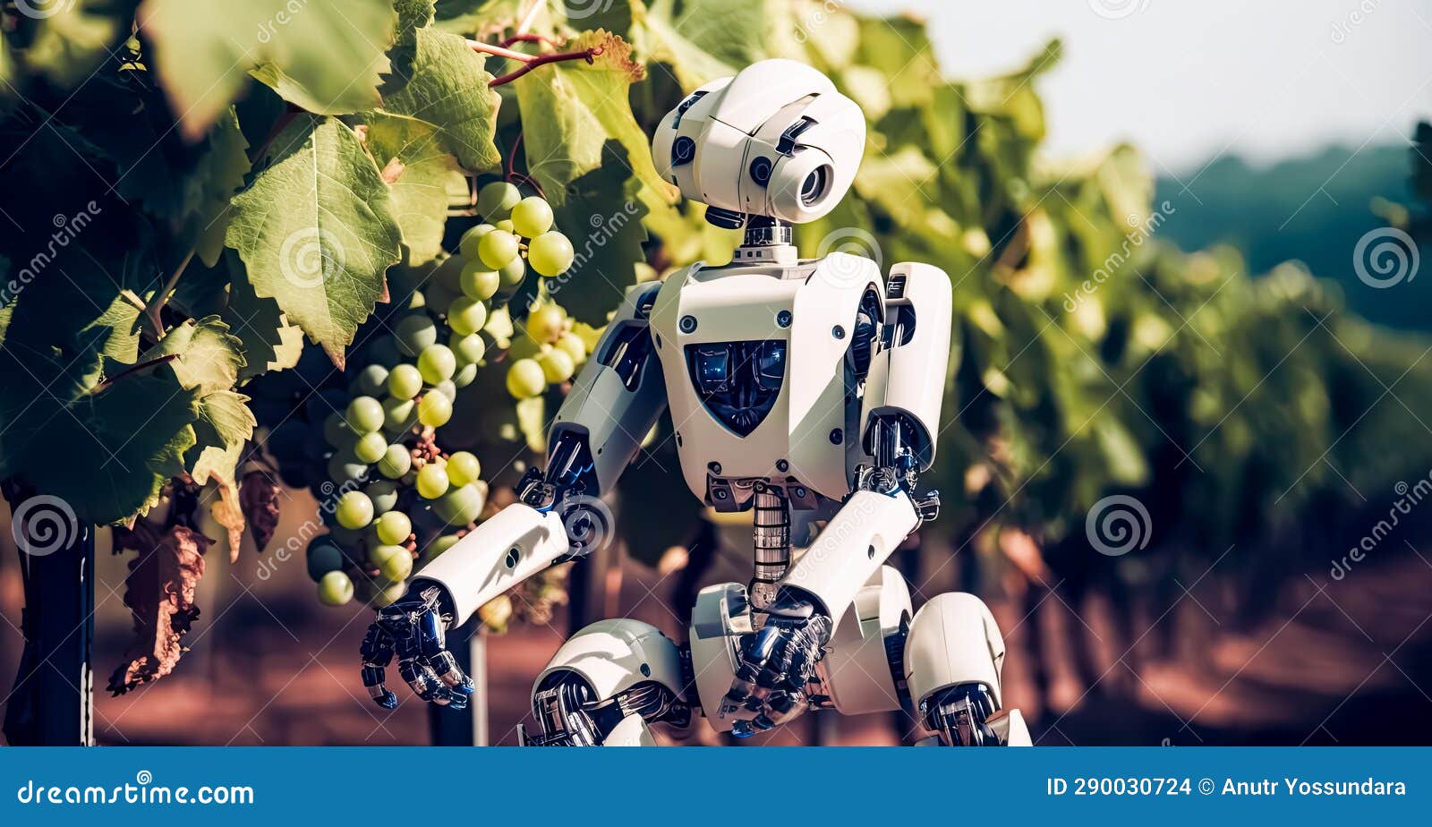 AI Robot Machine is Picking Up Fruit Grape in Agricultural Field, for ...