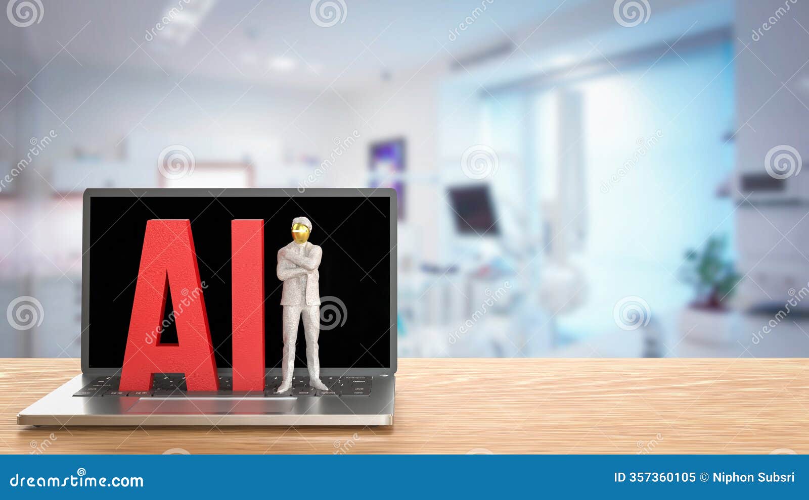The AI and Robot Man for Technology or it Concept 3d Rendering Stock ...