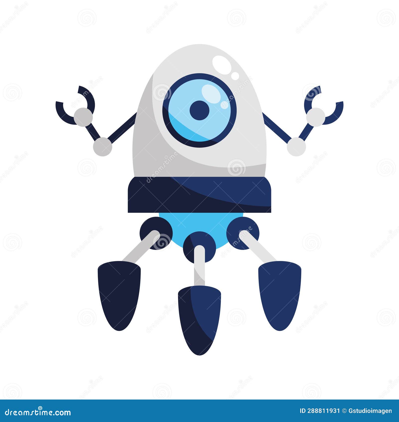 Ai robot with one eye stock vector. Illustration of vector - 288811931