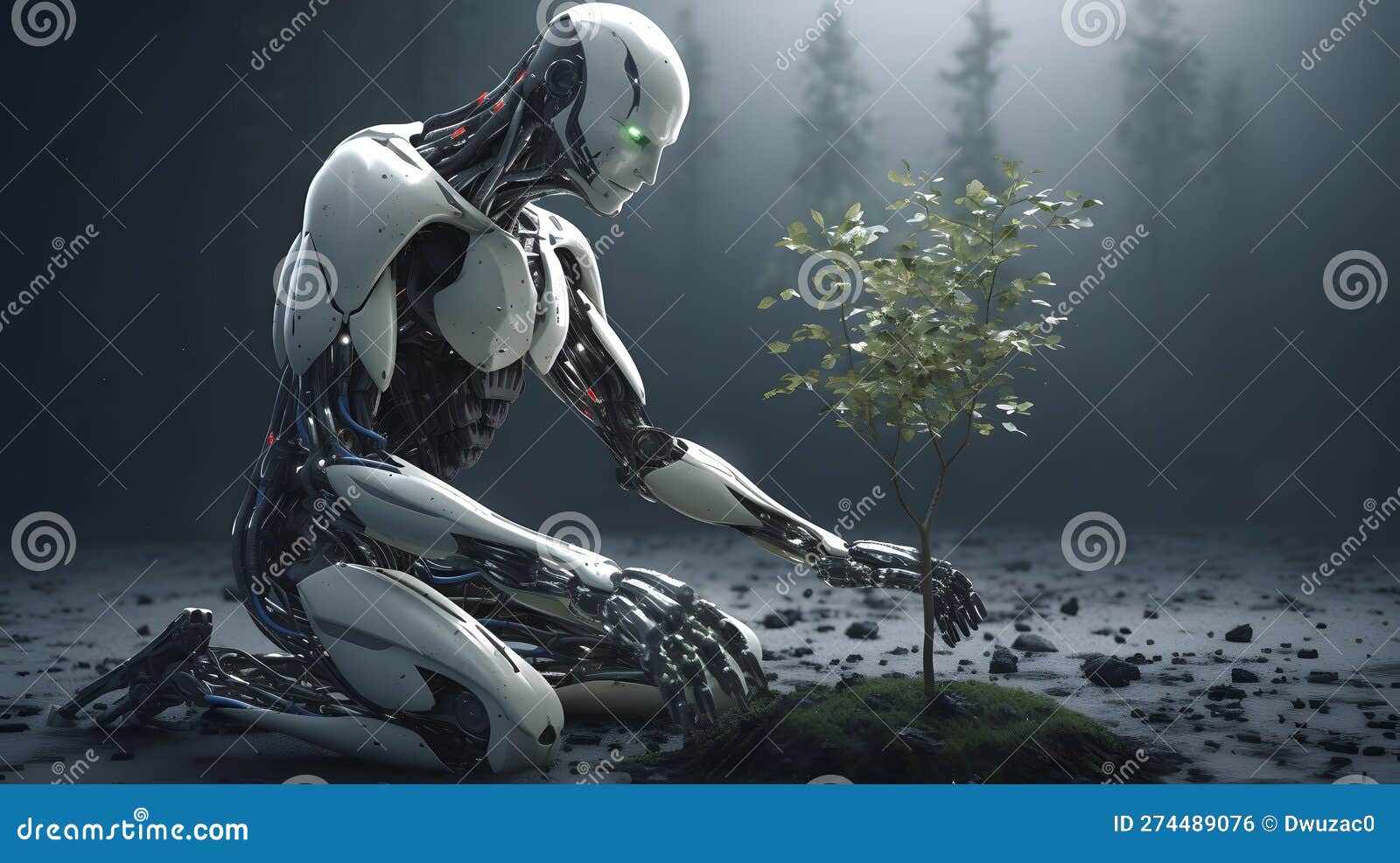 AI Robot Planting a Tree, Ecology, Technology, Humanoid, Go Green ...
