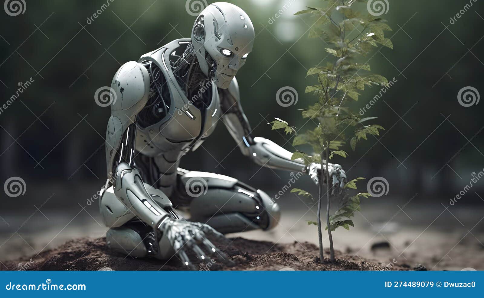 AI Robot Planting a Tree, Ecology, Technology, Humanoid, Go Green ...