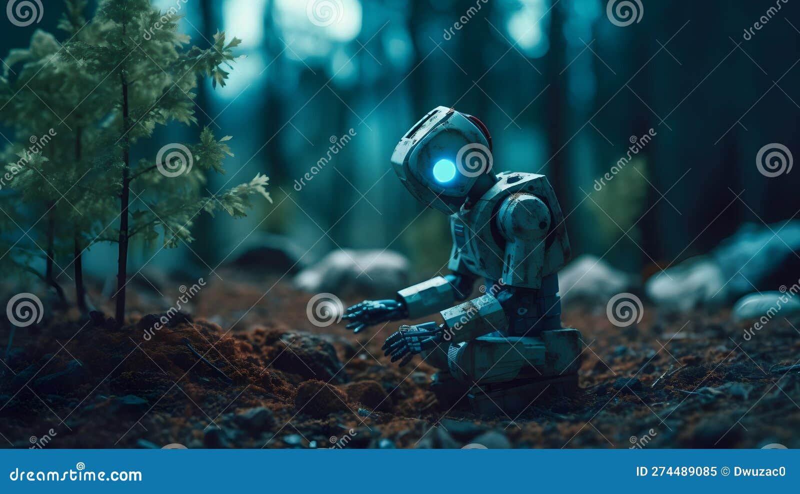 AI Robot Planting a Tree, Ecology, Technology, Humanoid, Go Green ...