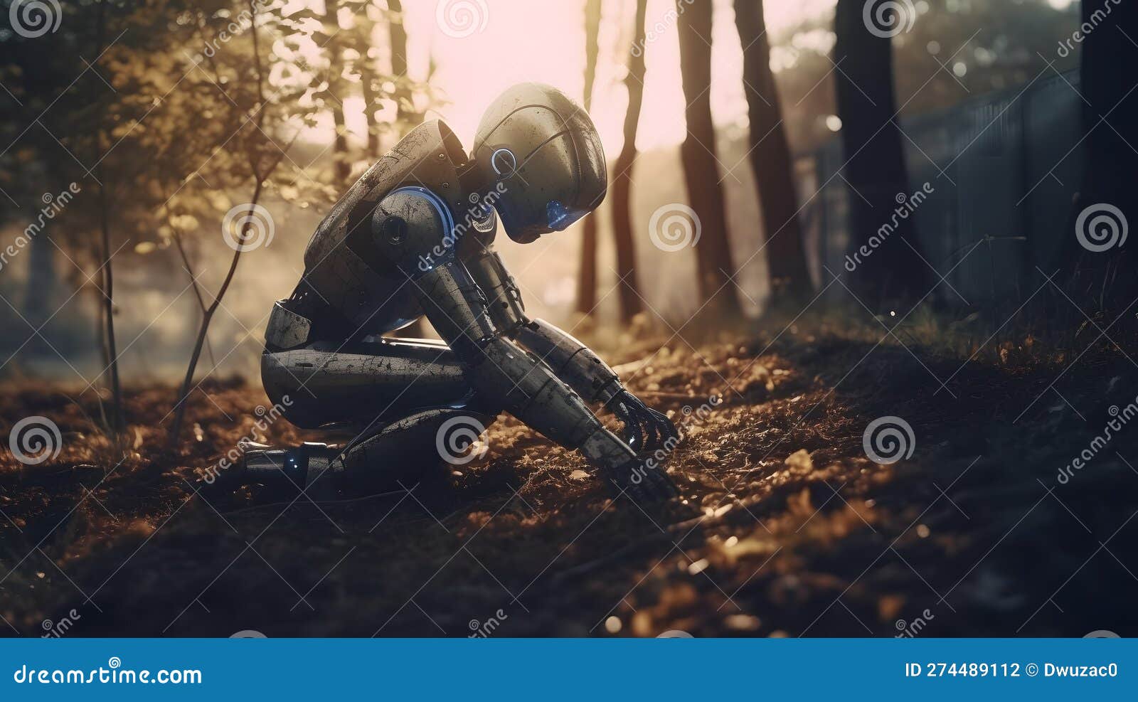 AI Robot Planting a Tree, Ecology, Technology, Humanoid, Go Green ...