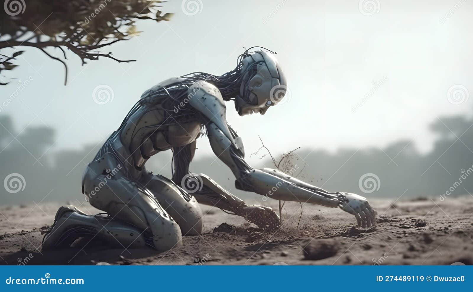 AI Robot Planting a Tree, Ecology, Technology, Humanoid, Go Green ...