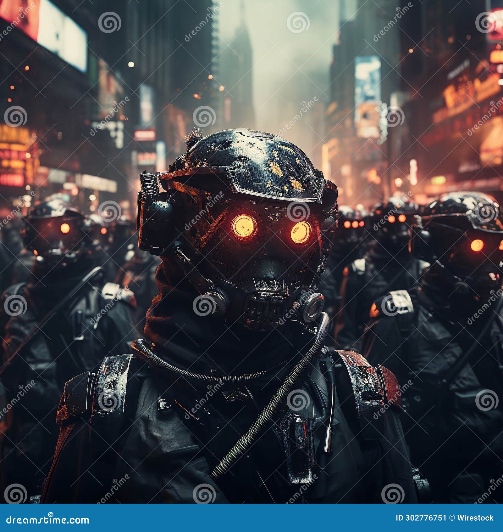 Ai robot protesters riot stock illustration. Illustration of abstract ...