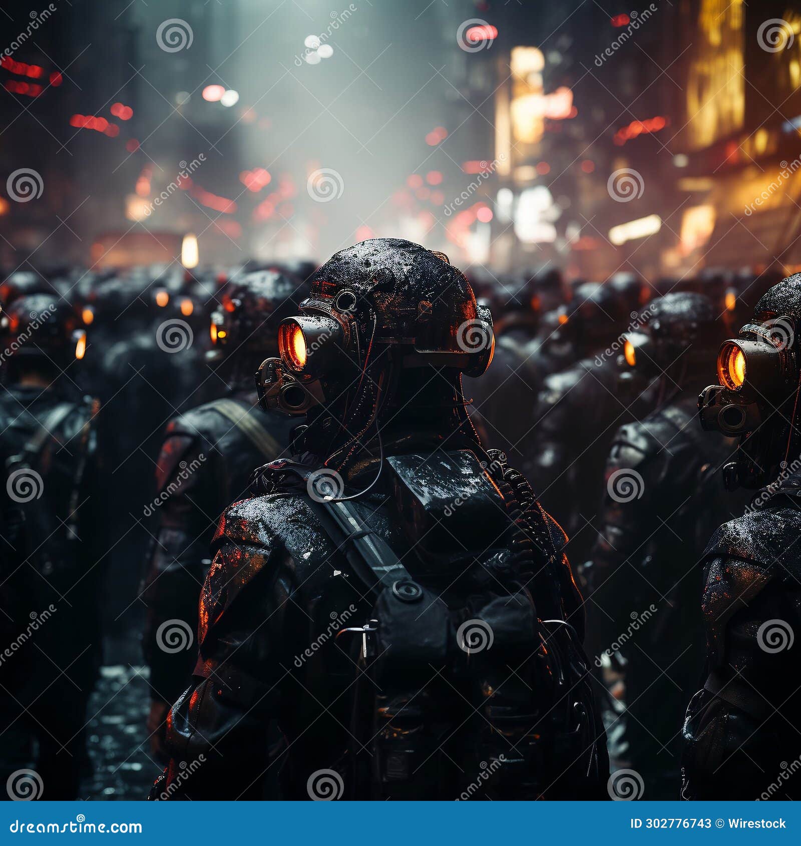 Ai robot protesters riot stock illustration. Illustration of digital ...