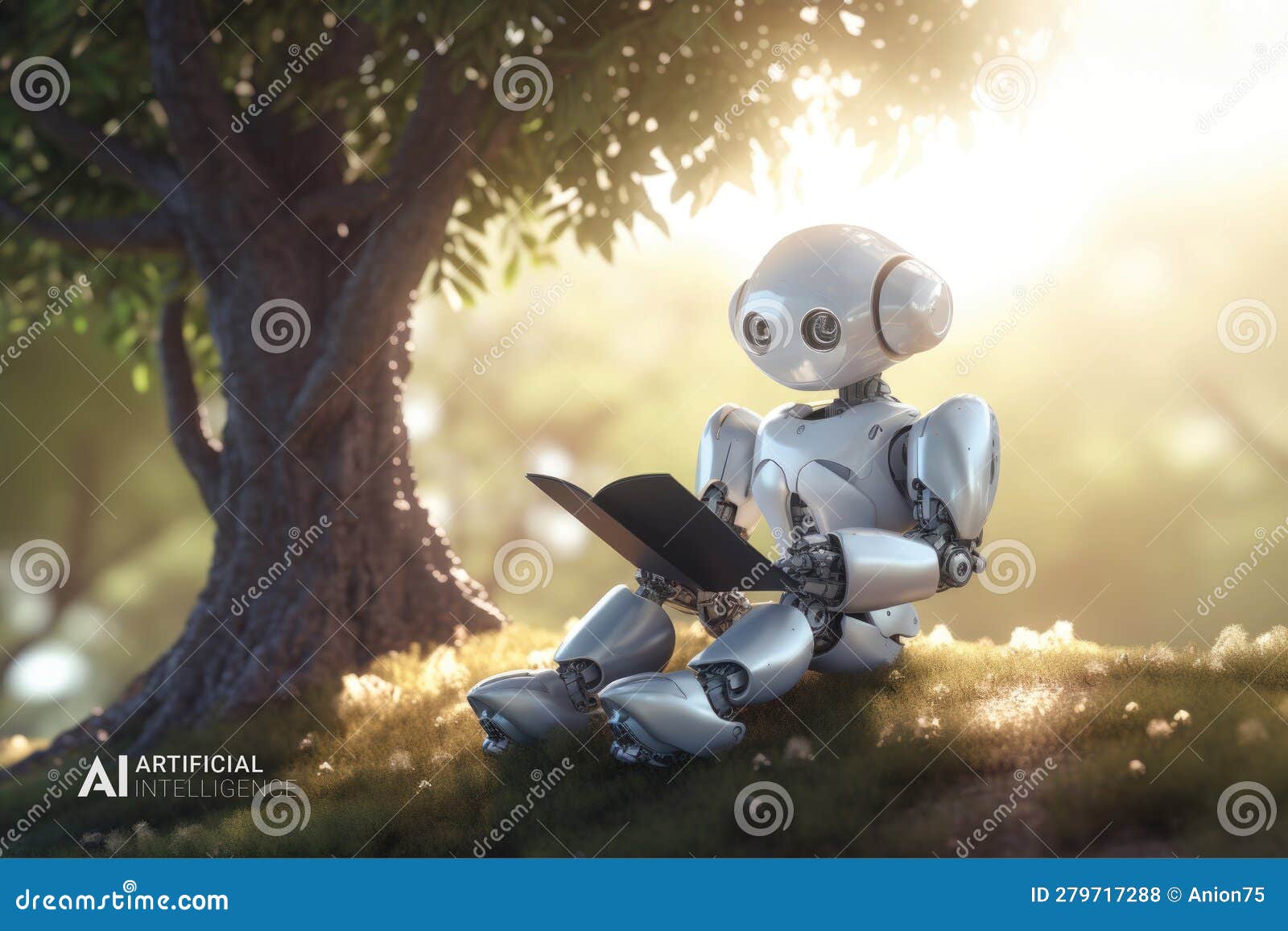 AI, Artificial Intelligence, Robot Reading a Book, Generative AI Stock ...
