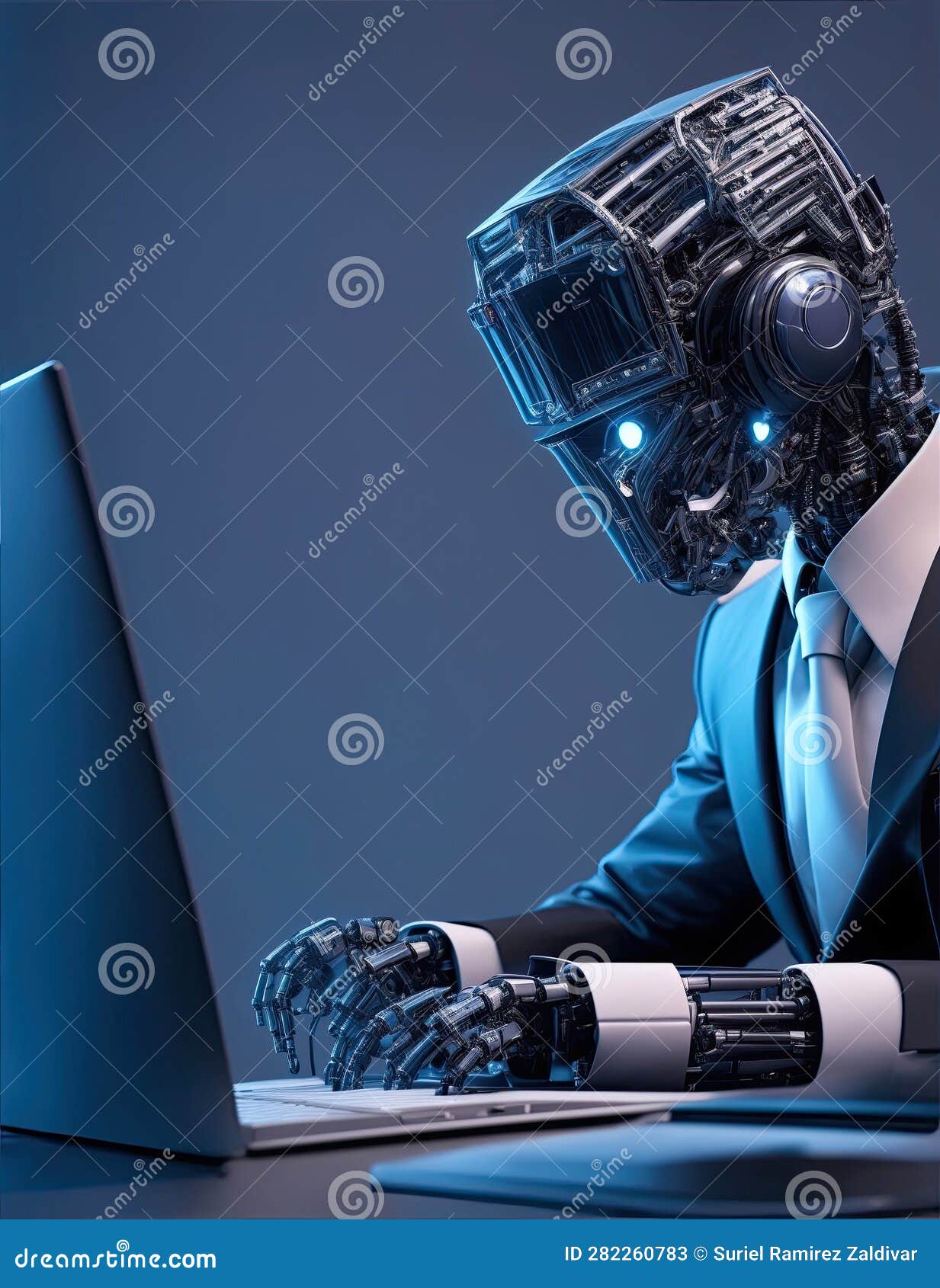 AI Robot Replacing a Human in the Office. - AI Generative Illustration ...