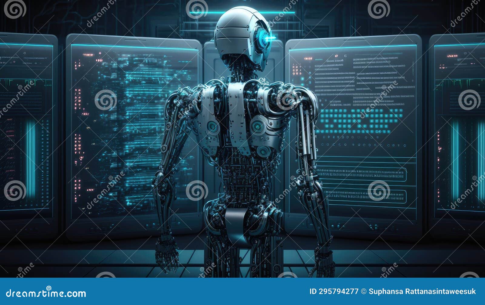 AI Robot in Servers Data Center Room Storage Systems Stock Image ...