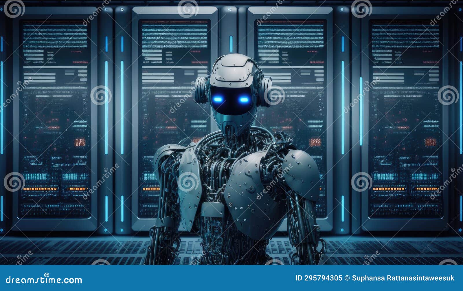 AI Robot in Servers Data Center Room Storage Systems Stock Image ...