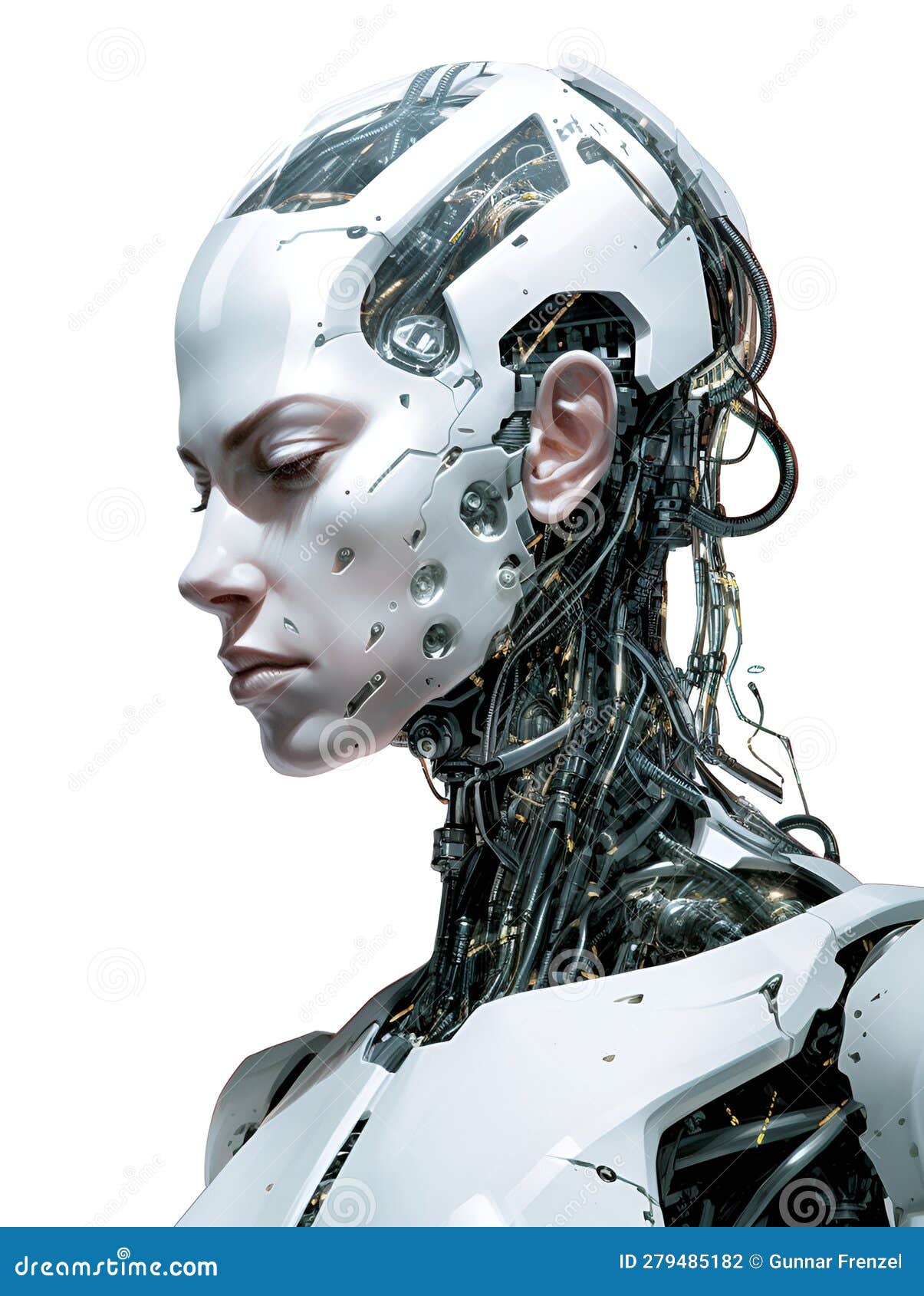 AI Robot Side-view Headshot Portrait (AI Generated) Stock Illustration ...