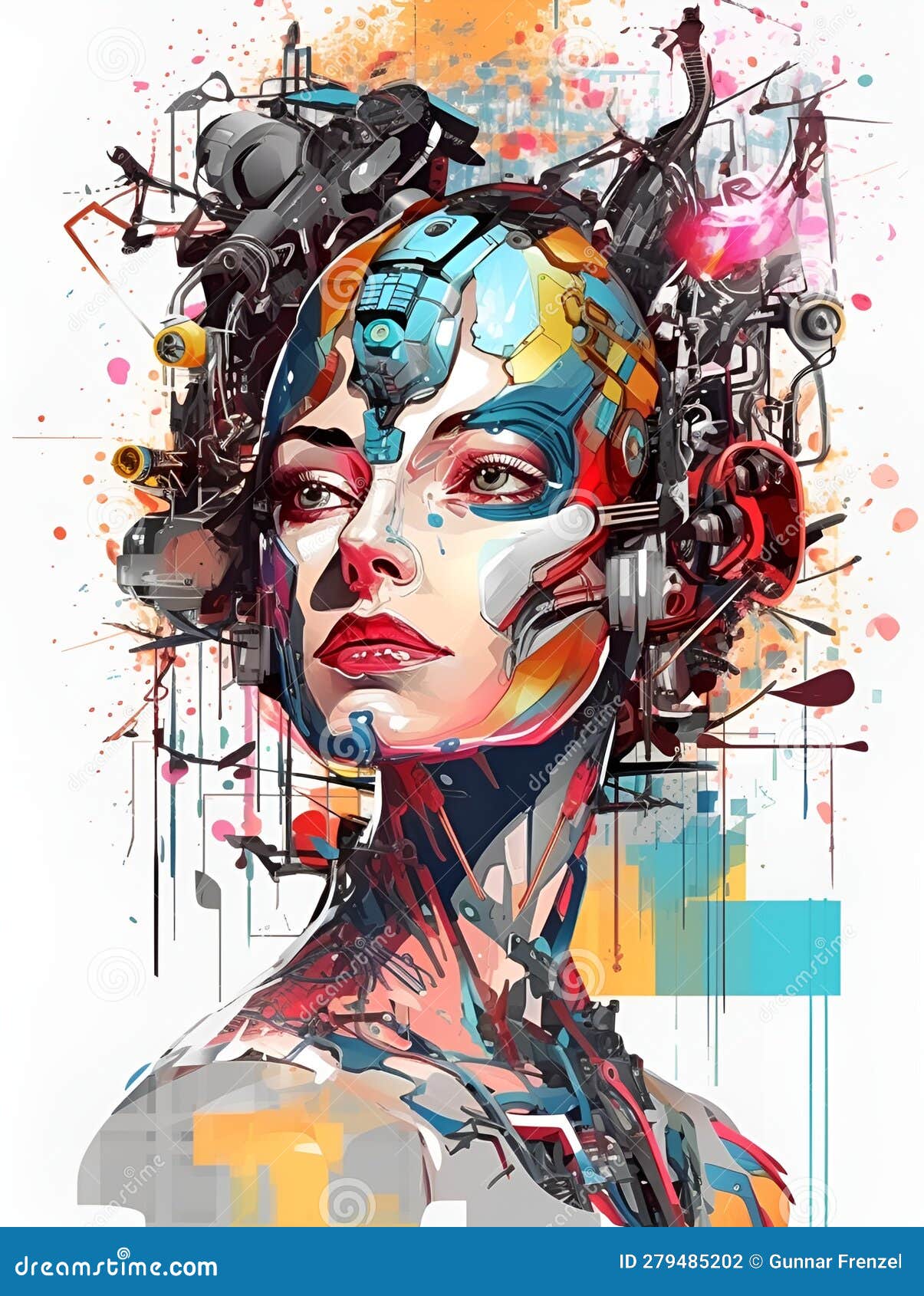 AI Robot Side-view Headshot Portrait (AI Generated) Stock Illustration ...