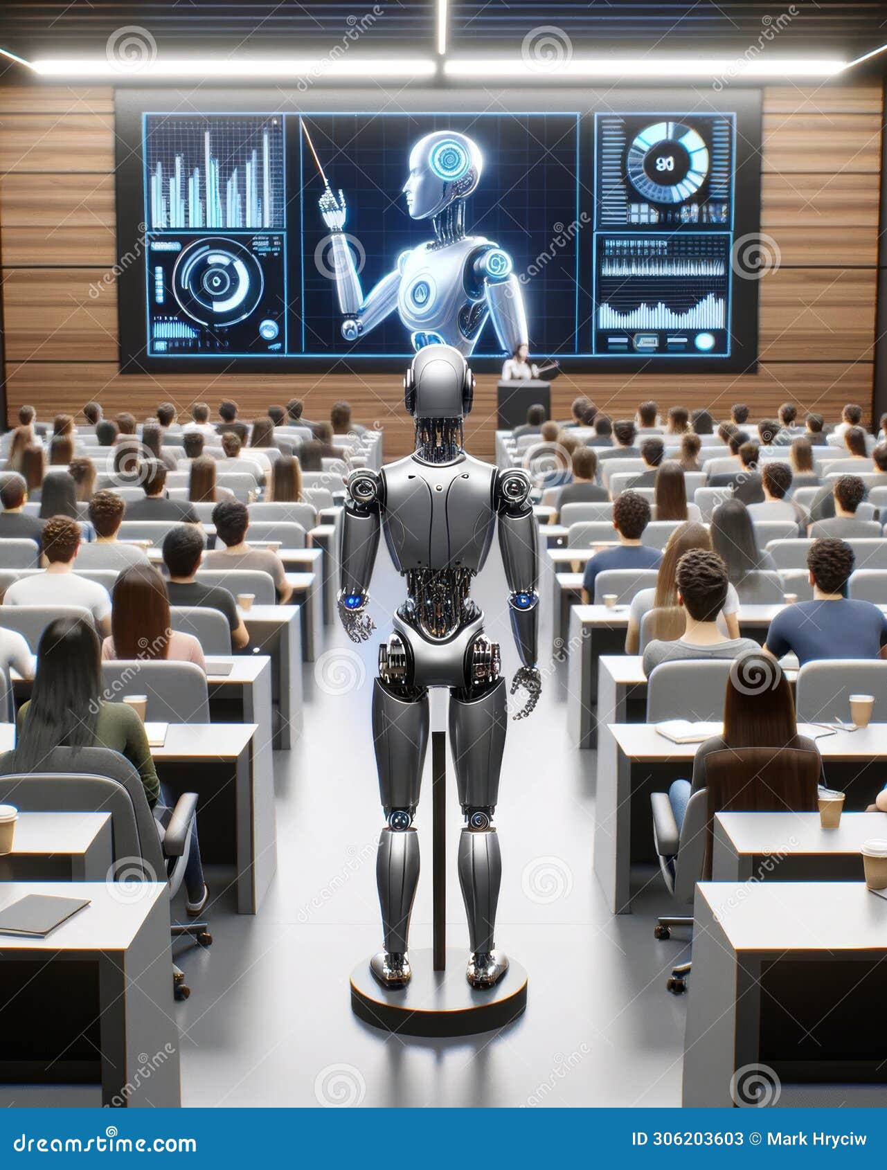 AI Robot Teaching Students University Classroom Cyborg Education Future ... AI Robot Teaching Students University Classroom Cyborg Education Future ...
