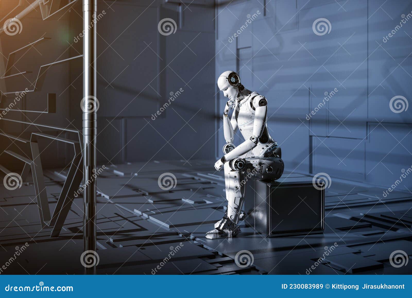 Ai Robot Think Or Compute As Thinker Man Royalty-Free Stock Photo ...
