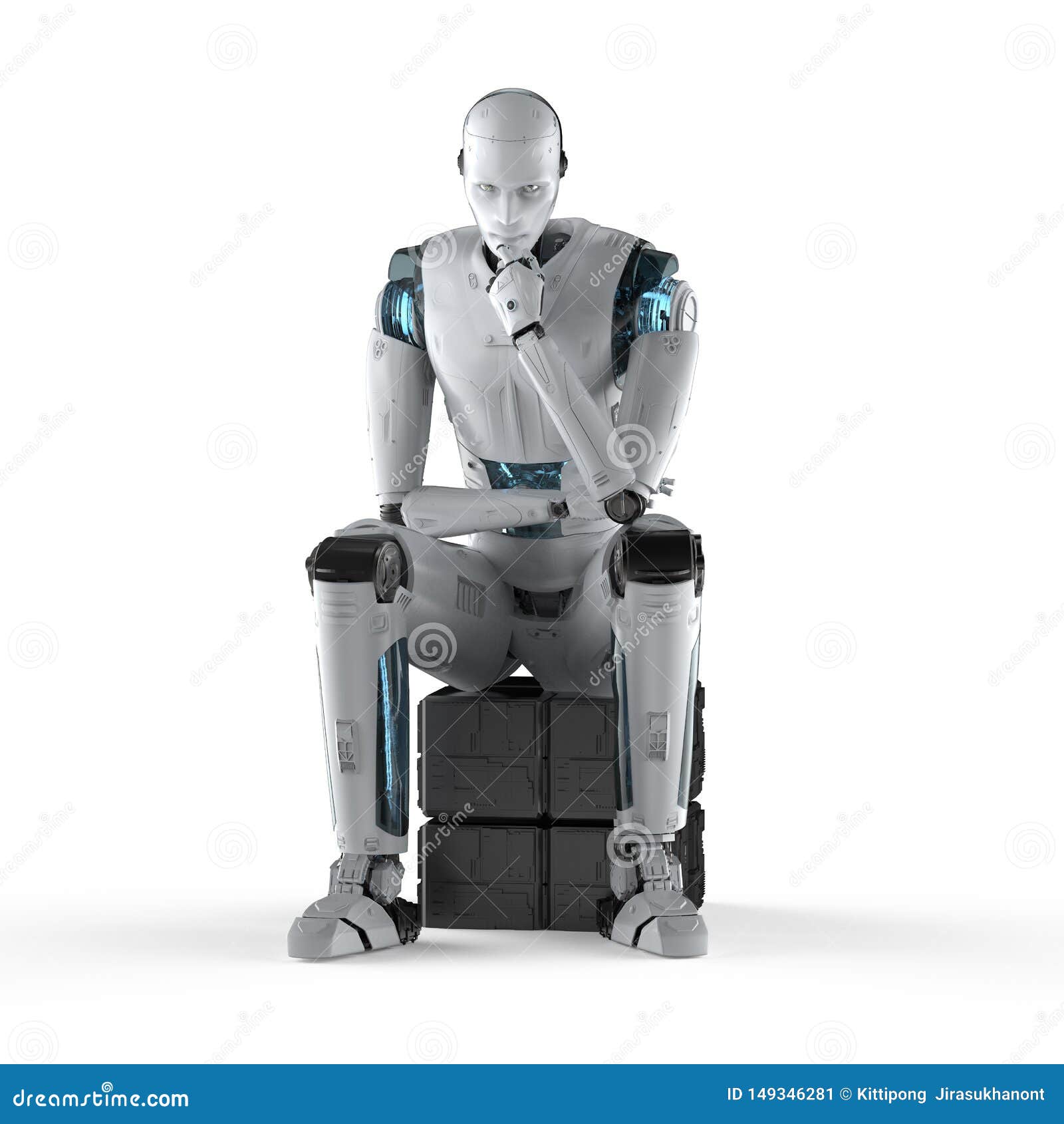 Ai robot think or compute stock illustration. Illustration of ...