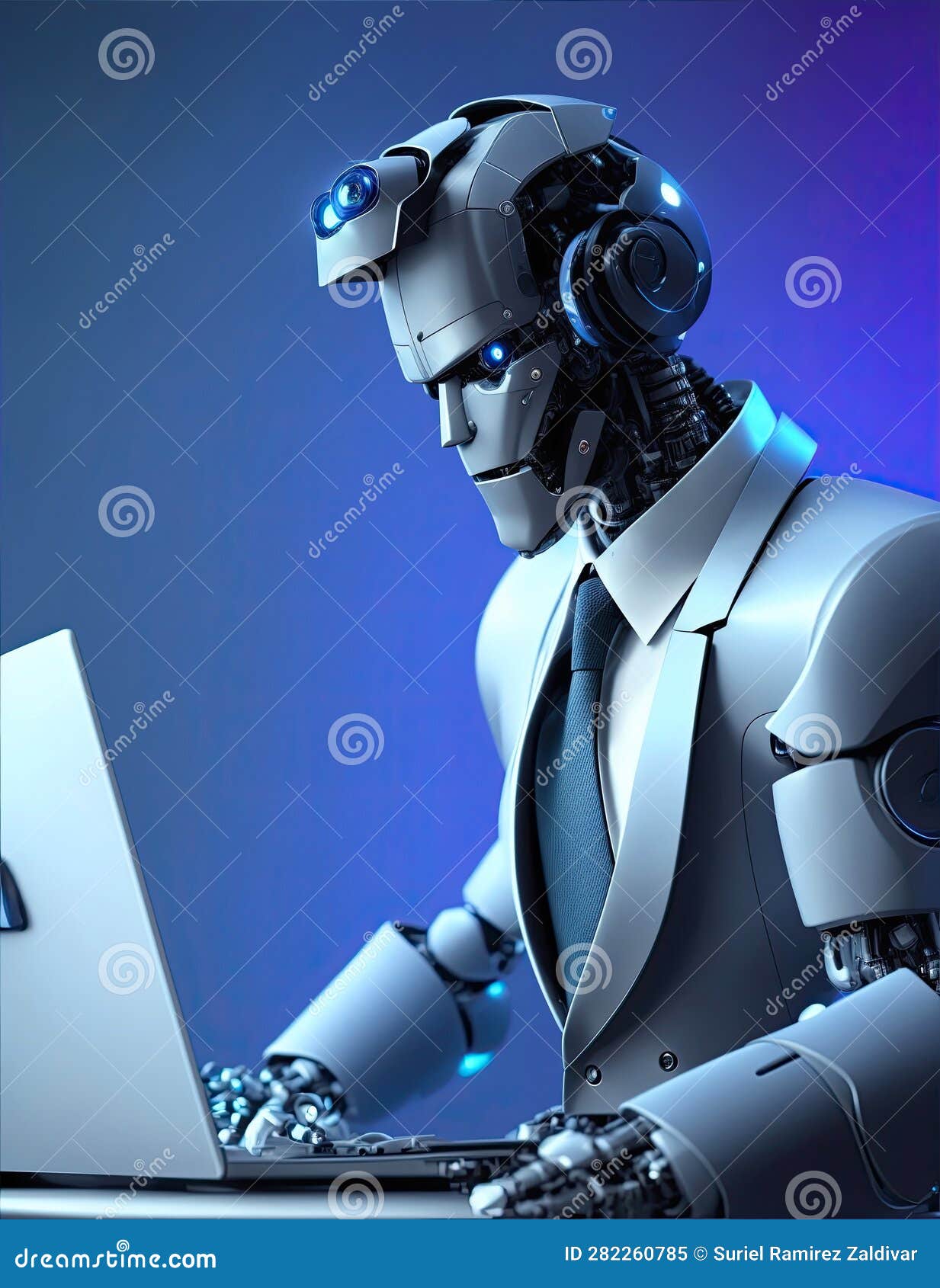 AI Robot Replacing a Human in the Office. - AI Generative Illustration Stock Illustration ...