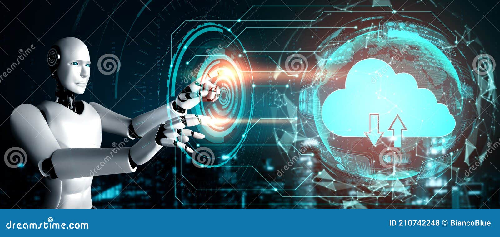 AI Robot Using Cloud Computing Technology To Store Data on Online ...